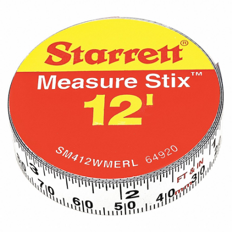 Starrett Sm412wmerl | Measuring Stick, 1/2 Inchx12ft, 3.6m, Rightleft ...